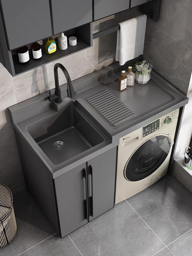 quartz basin with allumium washing machine cabinet for balcony/laundry ...