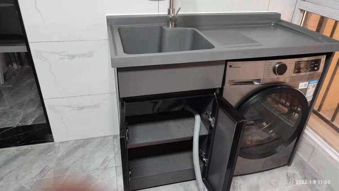 quartz basin with allumium washing machine cabinet for balcony/laundry ...
