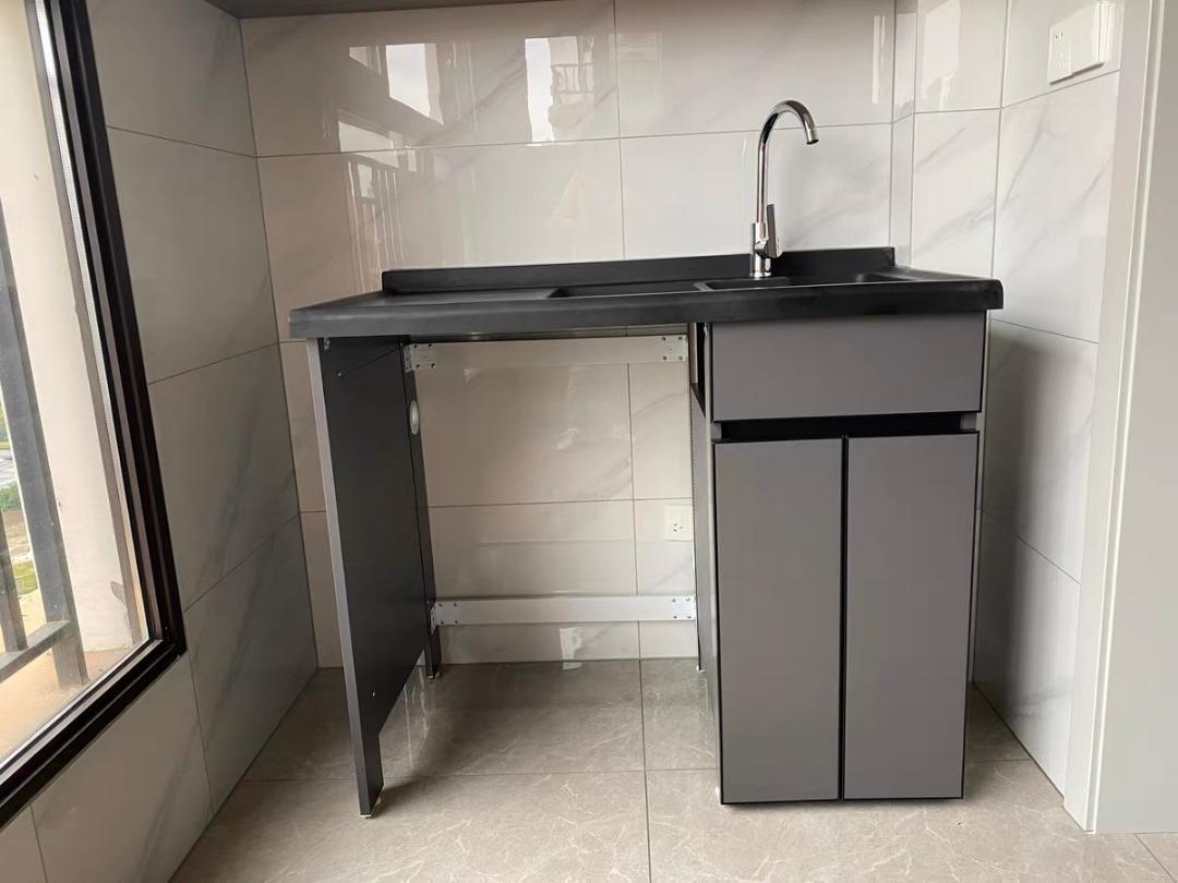 quartz basin with allumium washing machine cabinet for balcony/laundry ...
