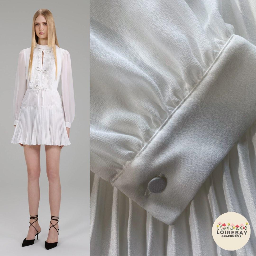 Self Portrait Ivory ruffled Bib mini and midi white dress, Women's ...