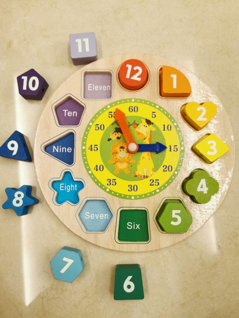 Shape Sorting Clock Wooden educational, Hobbies & Toys, Toys & Games on ...
