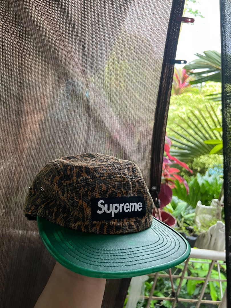SS13 supreme leopard print leather visor 5 panel hat, Men's Fashion ...