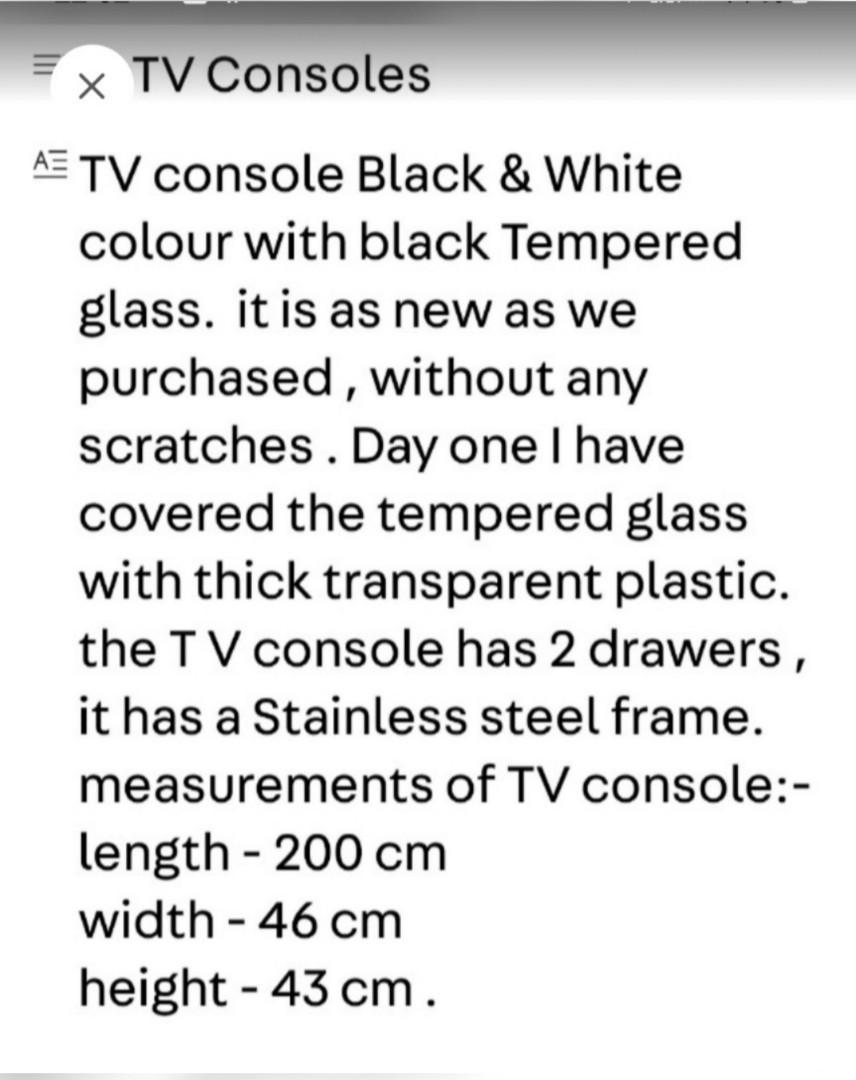 Stainless steel frame TV console, Furniture & Home Living, Furniture ...