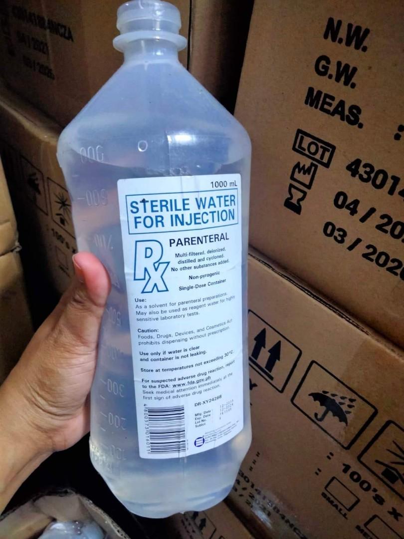 Sterile Water for Injection (1000mL), Health & Nutrition, Medical Supplies & Tools on Carousell