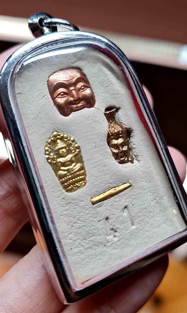 Thai amulet lersi por kea back with phra nakprok, pranboon and lersi ...