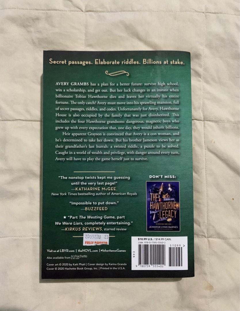 The Inheritance Games by Jennifer Lynn Barnes | YA, Hobbies & Toys ...