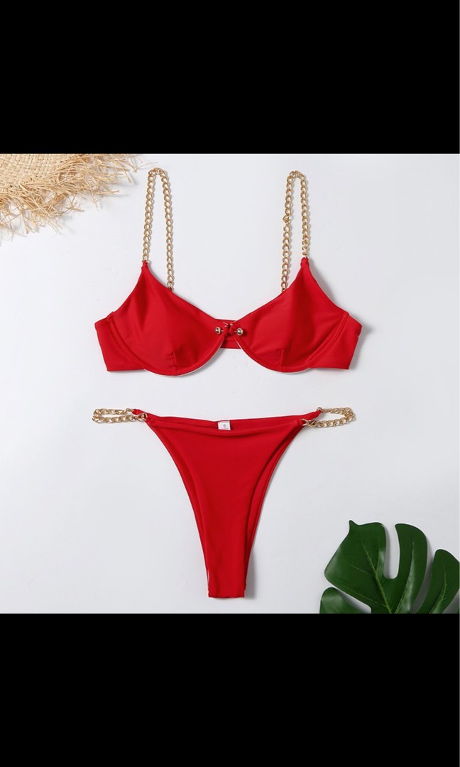 Two piece chain swimsuit, Women's Fashion, Swimwear, Bikinis ...