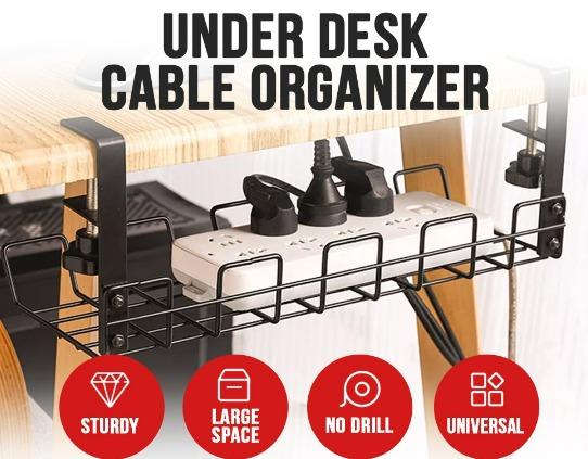 Under Desk Cable Organizer No Drill Table Wire Management Storage ...