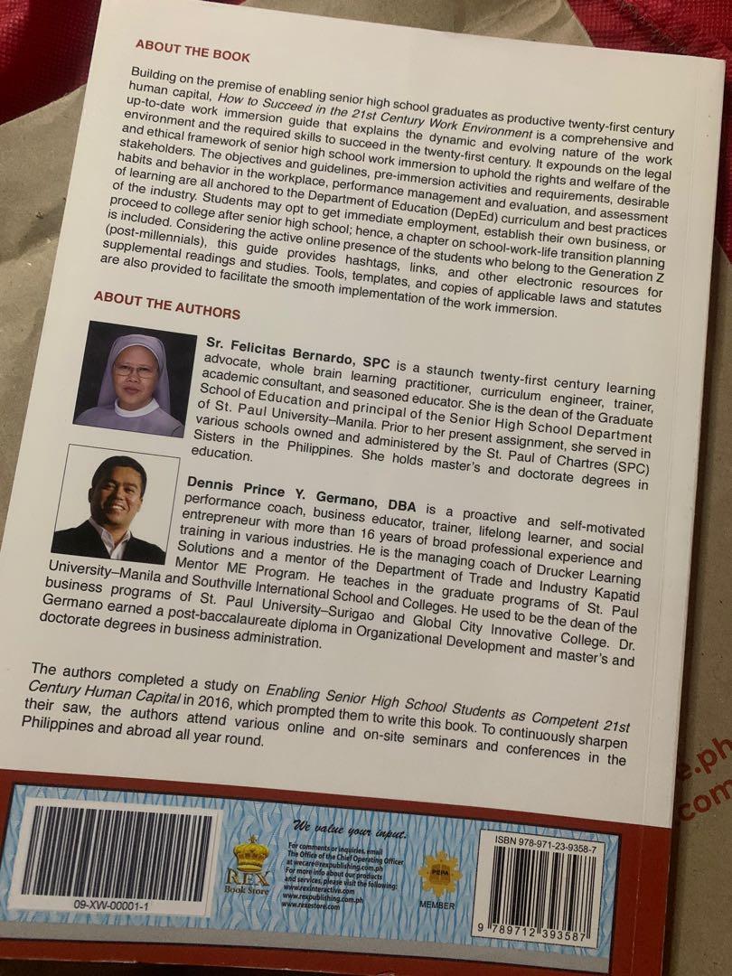 21st Century Work Environment Work Immersion SHS G12 Book, Hobbies ...