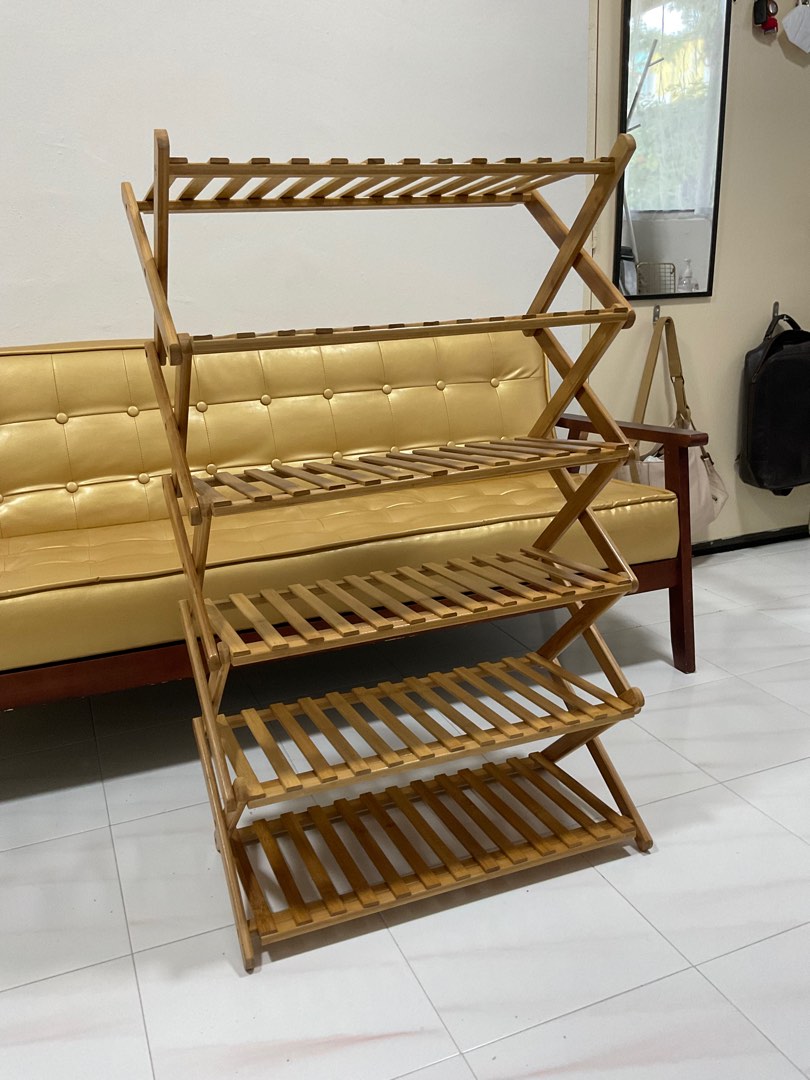 6 Tier Bamboo Shoe Rack, Furniture & Home Living, Furniture, Shelves ...