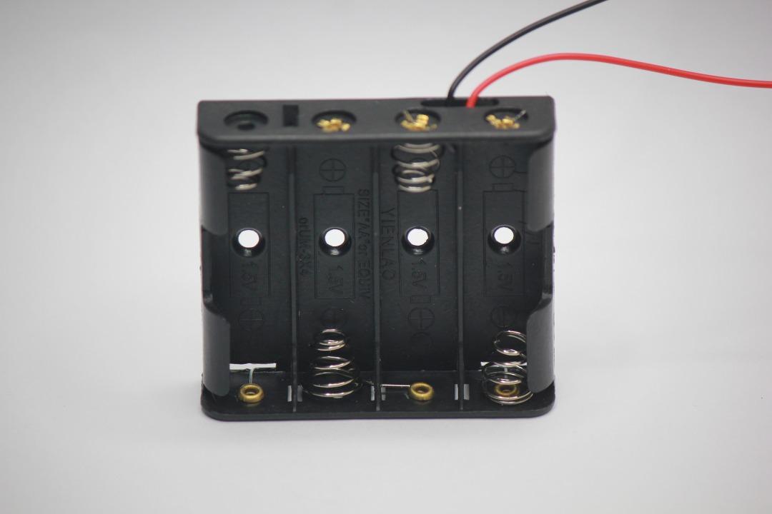 AA BATTERY HOLDER CASE FOR DOUBLE A BATTERY, 1.5V 4-SLOT w/ WIRE LEADS ...