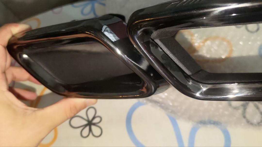 AMG Quad Exhaust Tips Black Chrome for Mercedes Benz W204 W205 C63 S205 ...