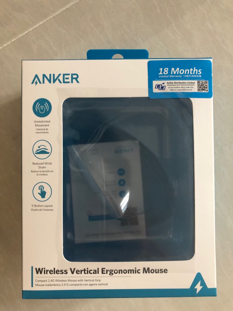 Anker人工體學滑鼠 wireless vertical ergonomics mouse, 電腦＆科技, 電腦周邊及配件, 電腦滑鼠及相關 ...
