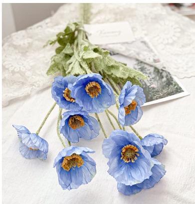 Artificial Poppy Silk Flocking Flowers Home Decor and Wedding Faux ...