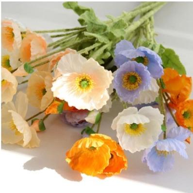 Artificial Poppy Silk Flocking Flowers Home Decor and Wedding Faux ...
