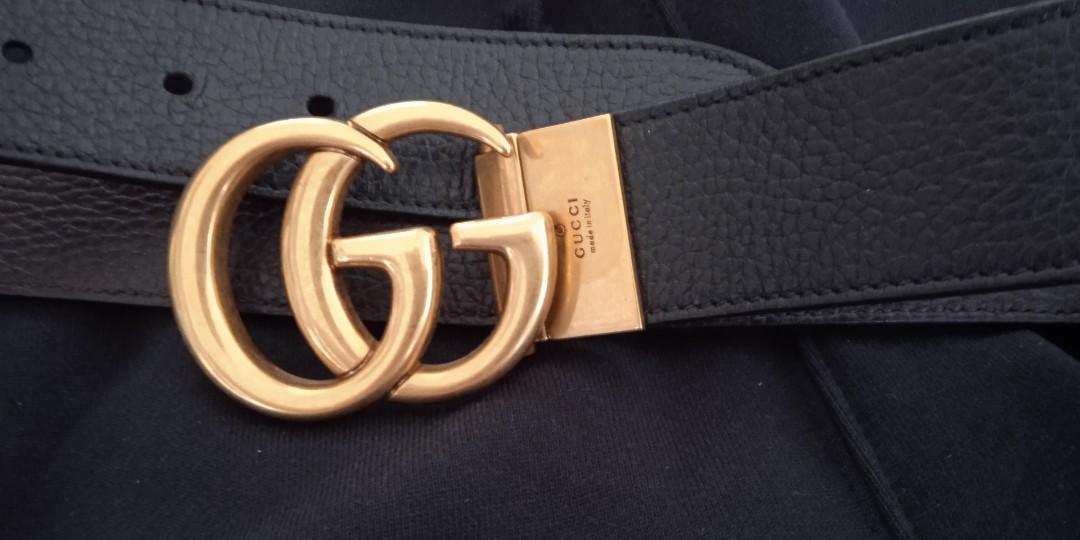 Authentic Gucci Logo Black Belt, Luxury, Accessories on Carousell