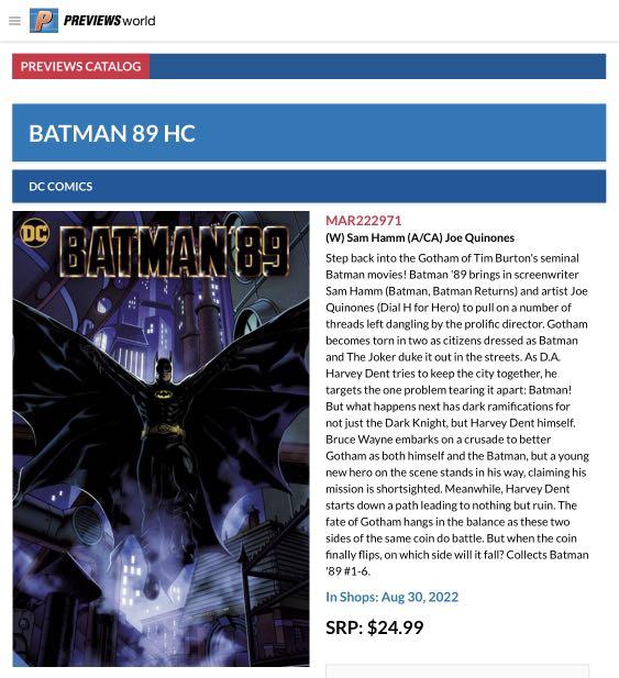 Batman 89 #1-6 | COMPLETE SET | DC COMICS | 2021, Hobbies & Toys, Books ...