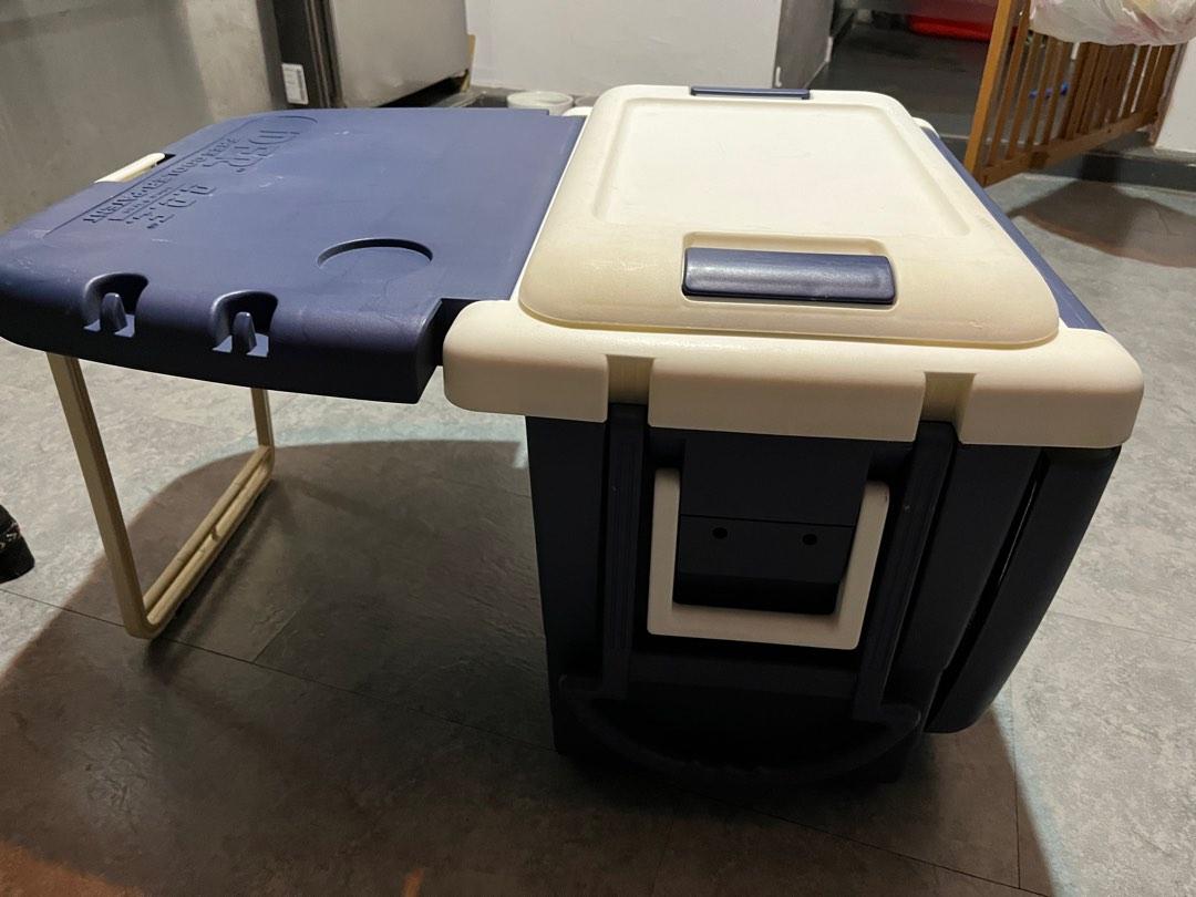 Big cooler box with rollers and foldable tables, Furniture & Home ...