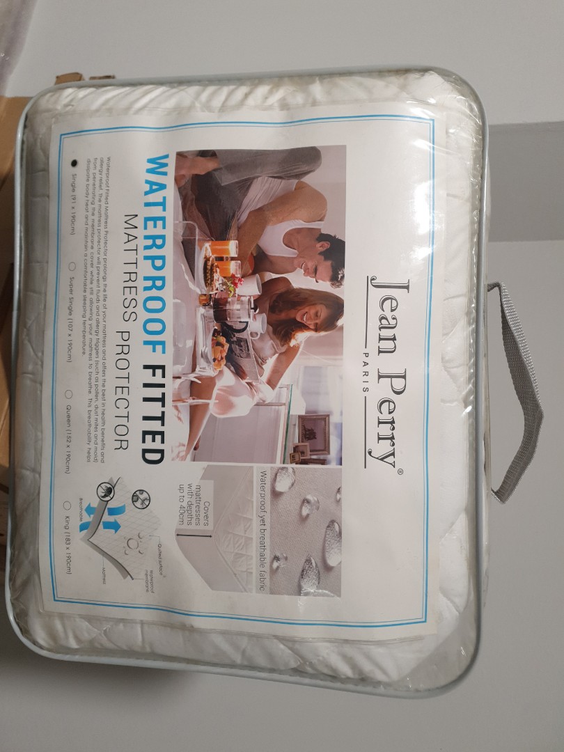 Bnib jean perry waterproof mattress protector for single size bed ...