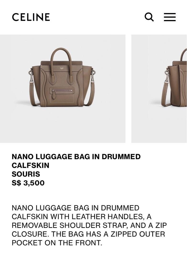 Celine Nano Luggage in drummed calfskin souris FULL SET, Women's Fashion, Bags & Wallets ...