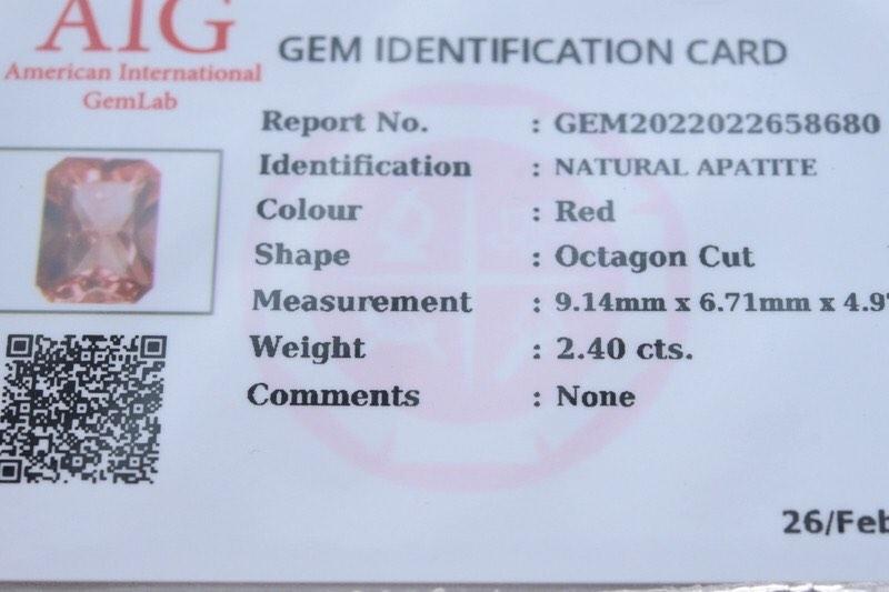 CERTIFIED Red Apatite Gemstone, Women's Fashion, Jewelry & Organisers ...