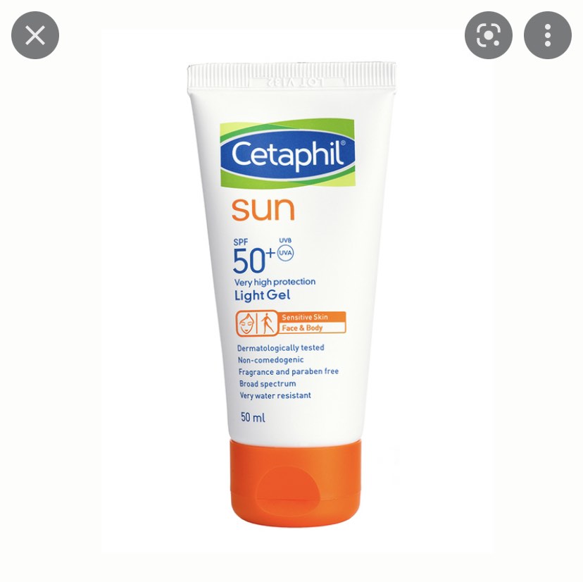 cetaphil light gel SPF50 sunscreen sensitive skin fragrance free water ...