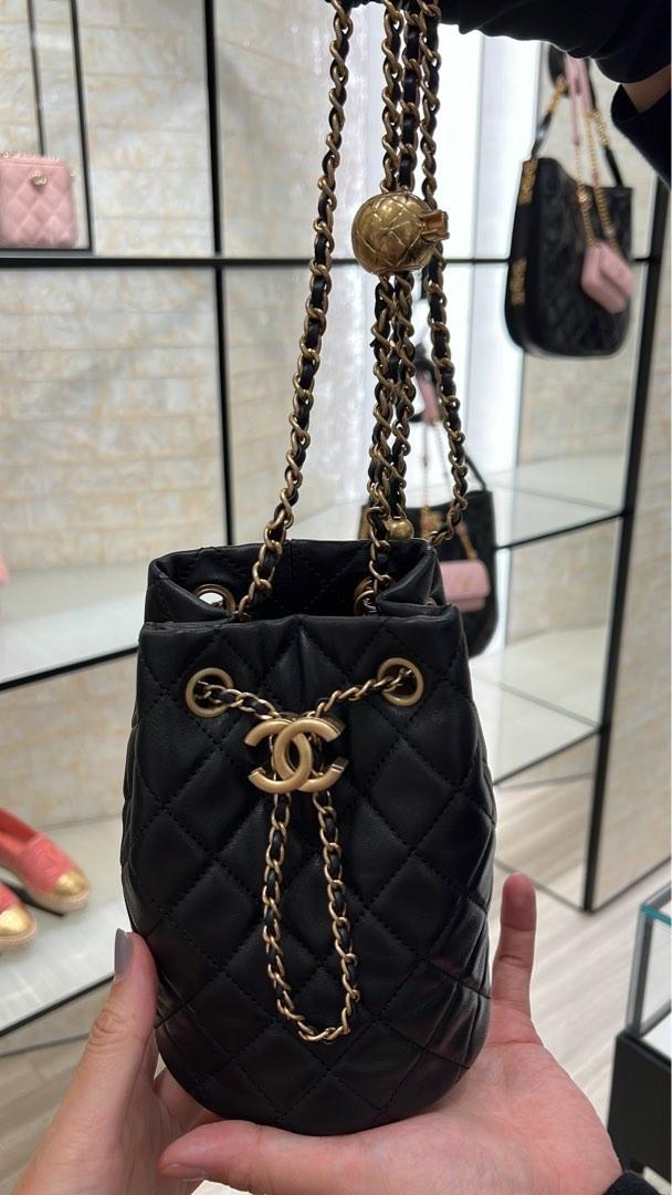 Chanel mini pearl crush draw string bucket, Women's Fashion, Bags ...