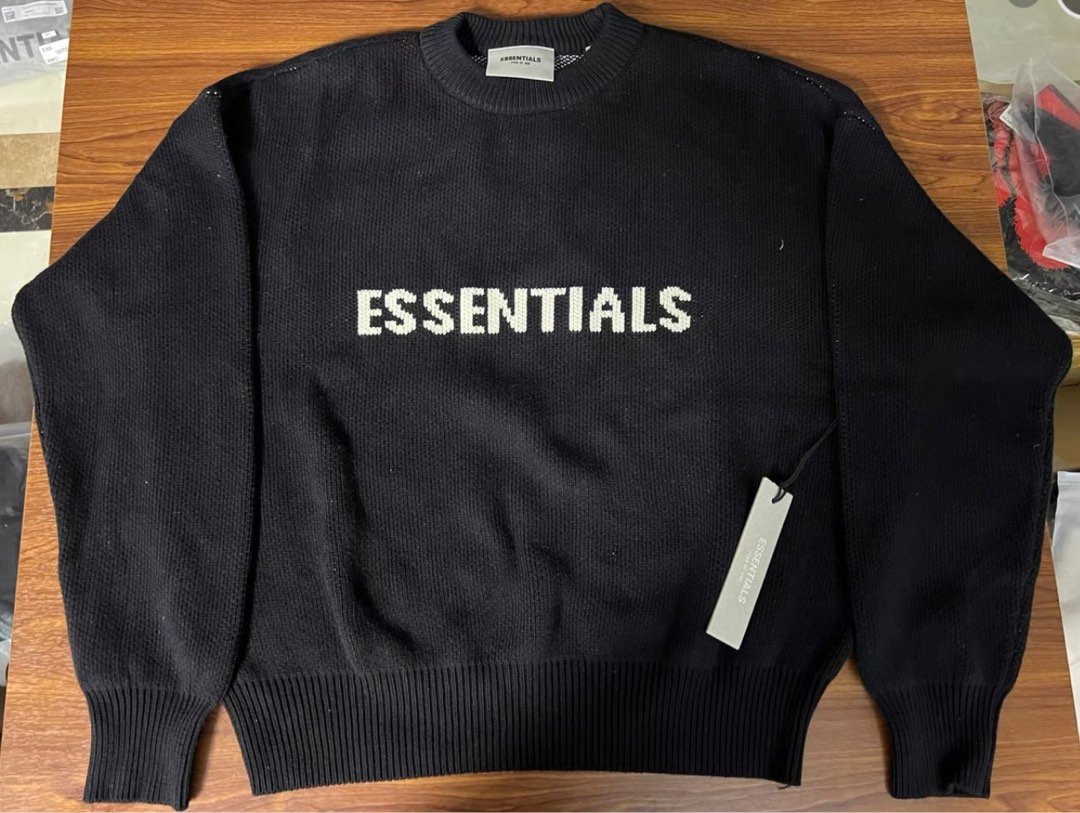 Fear of God Essentials Knit Sweater Black, 男裝, 上身及套裝, 衛衣 - Carousell