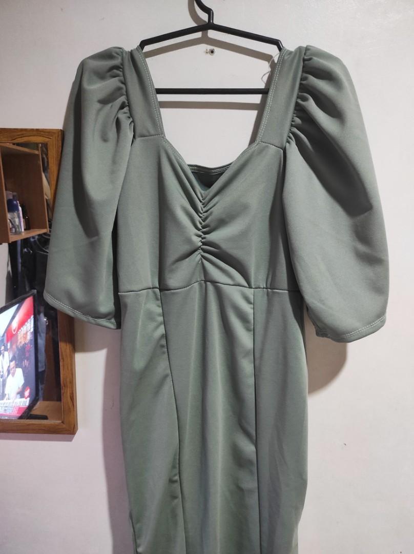 Filipiniana Style Sage Green Long Dress/Bridesmaid Dress, Women's ...