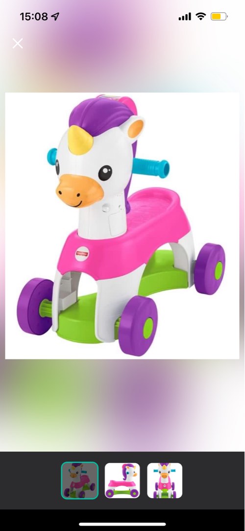 Fisher Price Unicorn Rolling’ Tunes Toy Chair Ride On, Babies & Kids ...