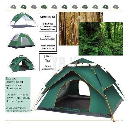 Fully Automatic Tent Outdoor Foldable Camping Auto Tents UV Resist 2 ...