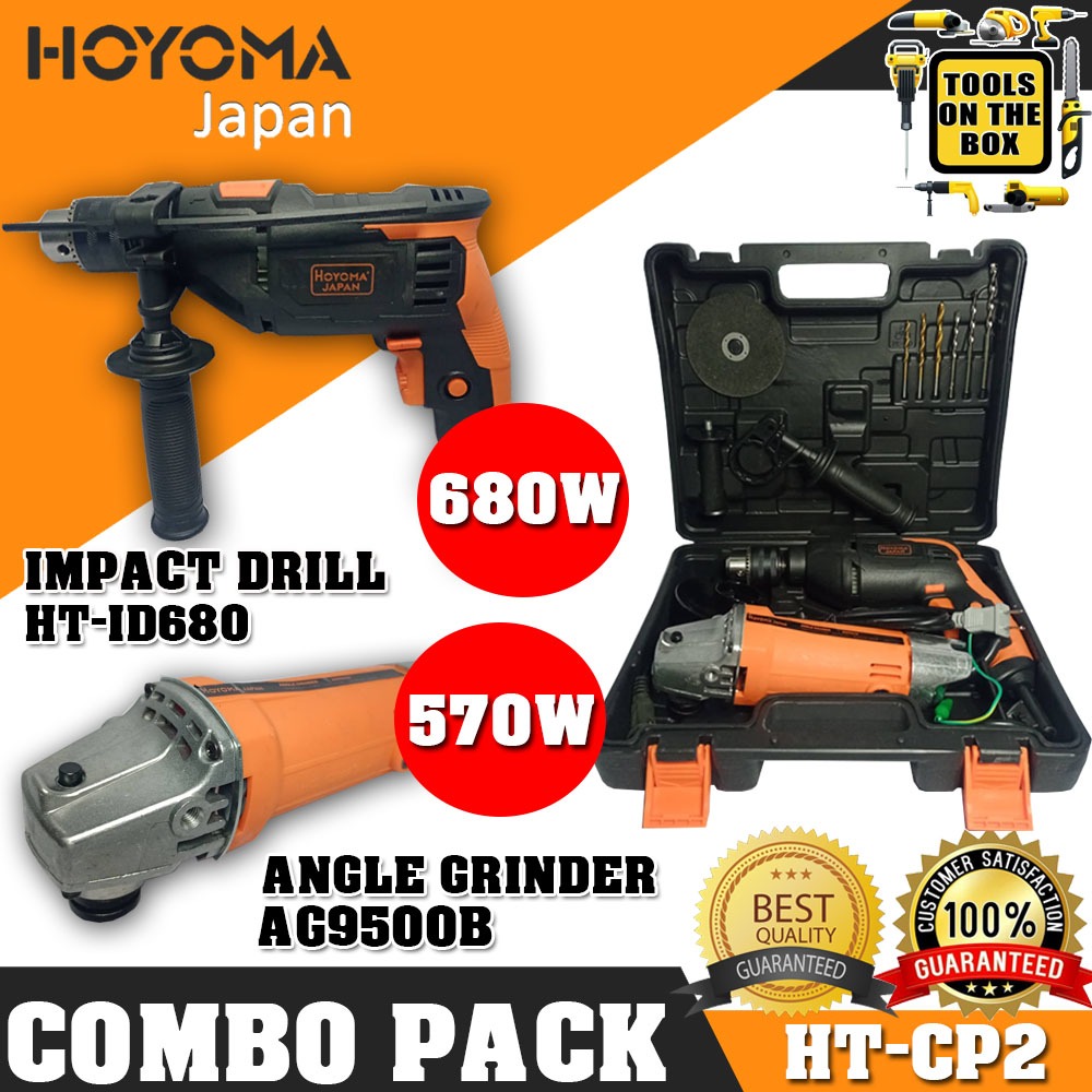Hoyoma COMBO PACK Angle Grinder and Impact Drill Heavy Duty, Commercial ...