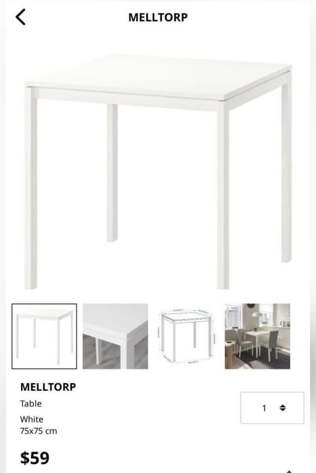 IKEA 75cm x 75cm Table Dining / Study, Furniture & Home Living ...