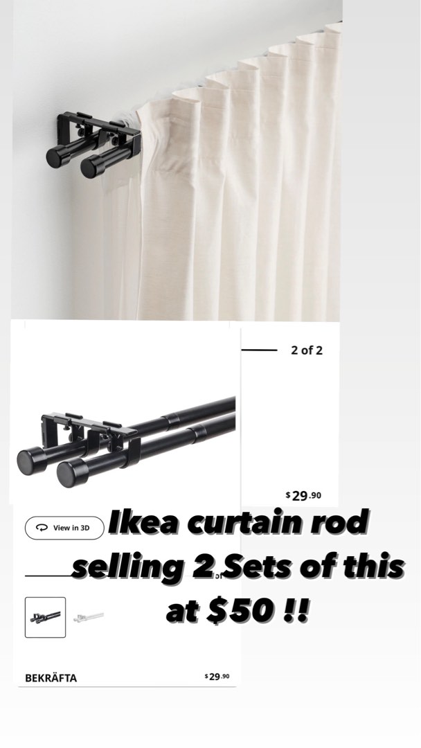 Ikea curtain rod, Furniture & Home Living, Home Decor, Curtains ...
