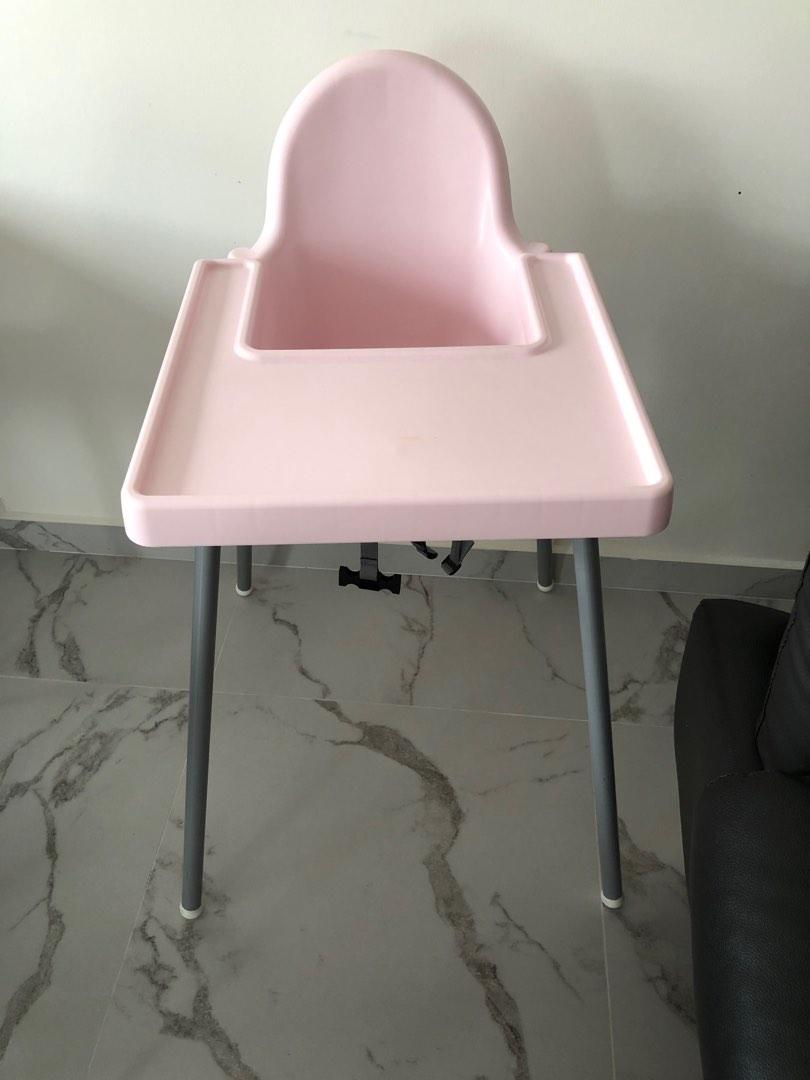 Ikea pink high chair with table, Babies & Kids, Nursing & Feeding, Baby ...