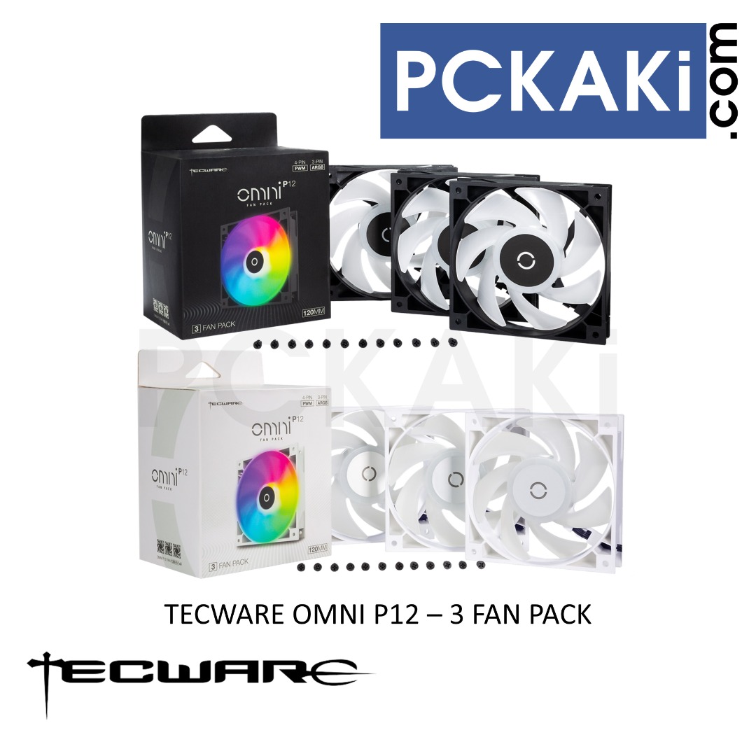 [IN STOCK] TECWARE P12 OMNI FANS BLACK / WHITE - 3 FAN PACK / 3 x 120mm ...