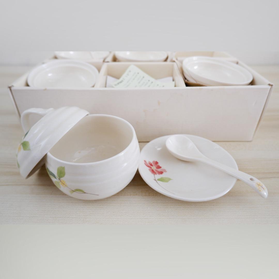 Japanese Chawanmushi Cups with Lid and Spoon Set, Furniture & Home ...