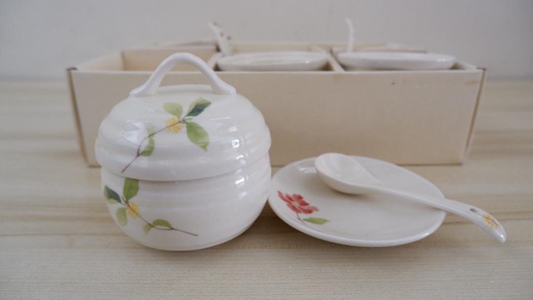 Japanese Chawanmushi Cups with Lid and Spoon Set, Furniture & Home ...