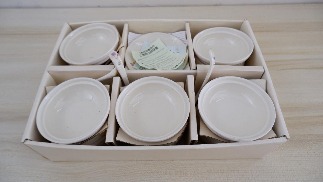 Japanese Chawanmushi Cups with Lid and Spoon Set, Furniture & Home ...