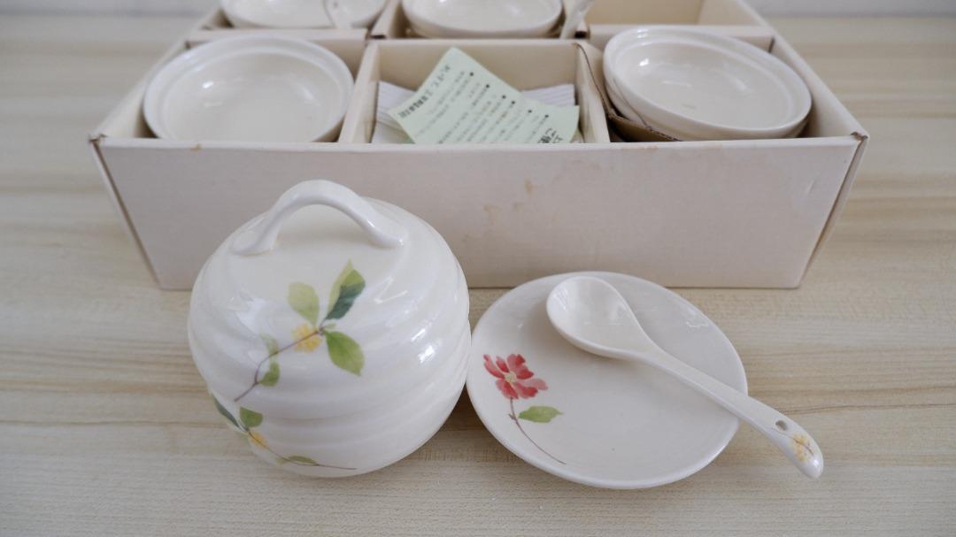 Japanese Chawanmushi Cups with Lid and Spoon Set, Furniture & Home ...