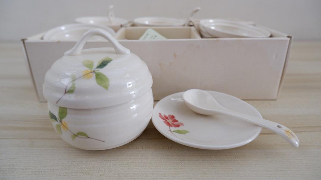 Japanese Chawanmushi Cups with Lid and Spoon Set, Furniture & Home ...
