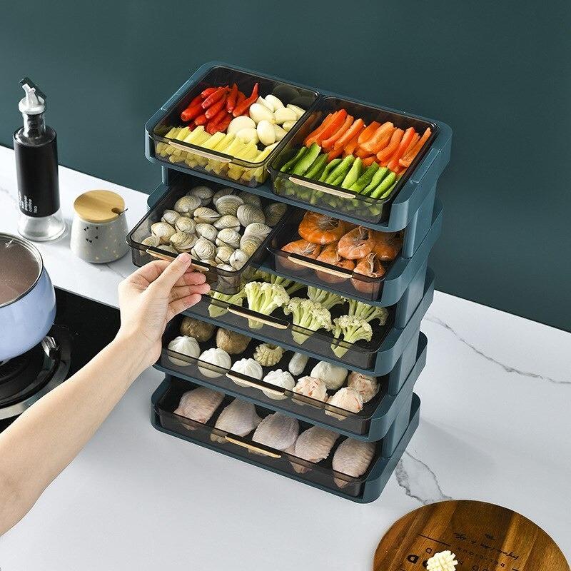 Kitchen Multi-Layer Drawer-Type Drainable Vegetable Preparation Rack ...