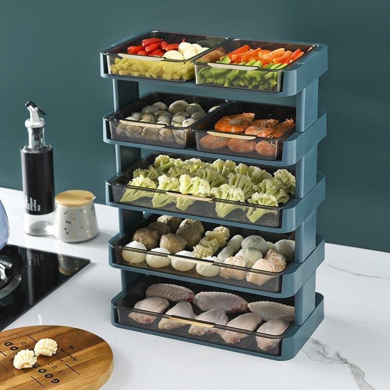 Kitchen Multi-Layer Drawer-Type Drainable Vegetable Preparation Rack ...
