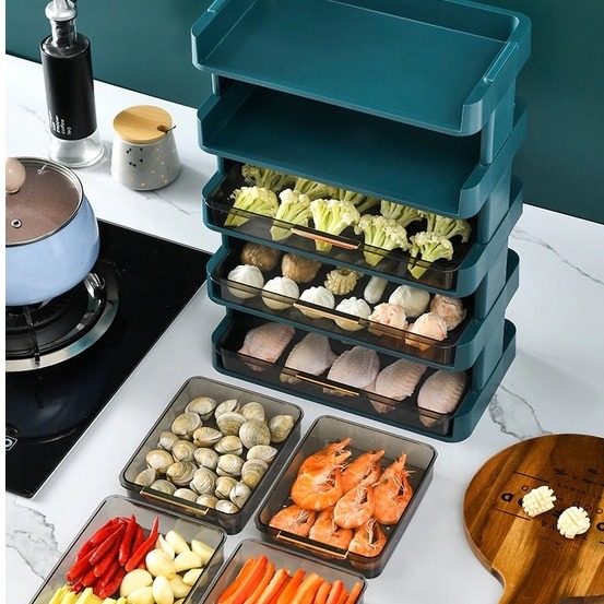 Kitchen Multi-Layer Drawer-Type Drainable Vegetable Preparation Rack ...