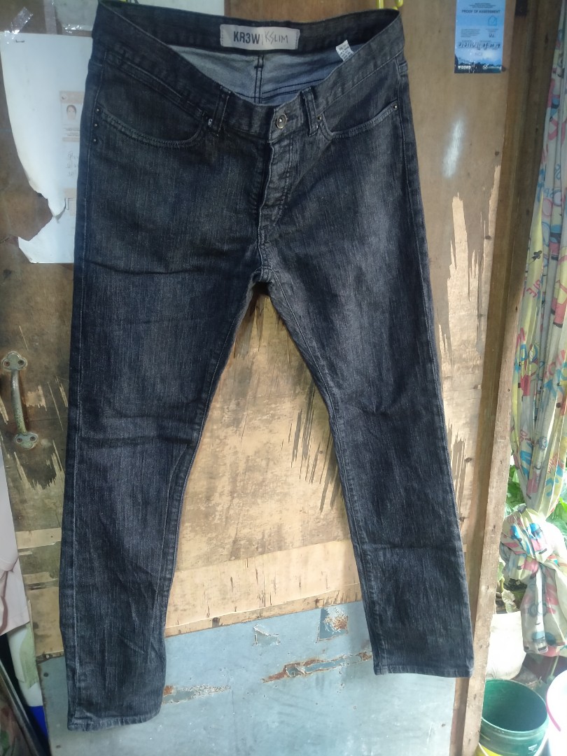 Krew slim fit denim pants, Men's Fashion, Bottoms, Jeans on Carousell