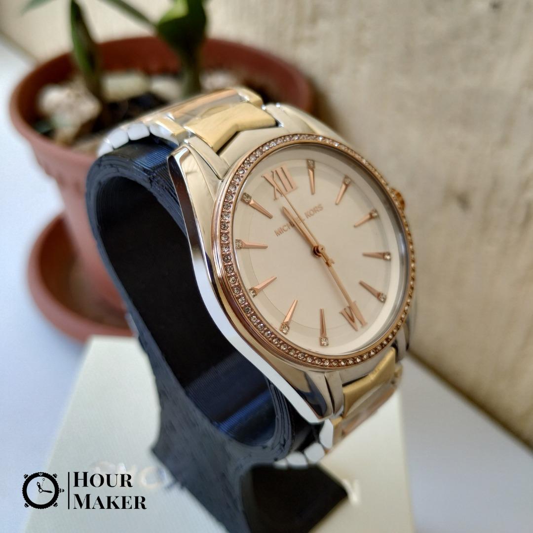 MICHAEL KORS MK6686 Whitney Crystal White Sunray Dial Ladies Watch ...