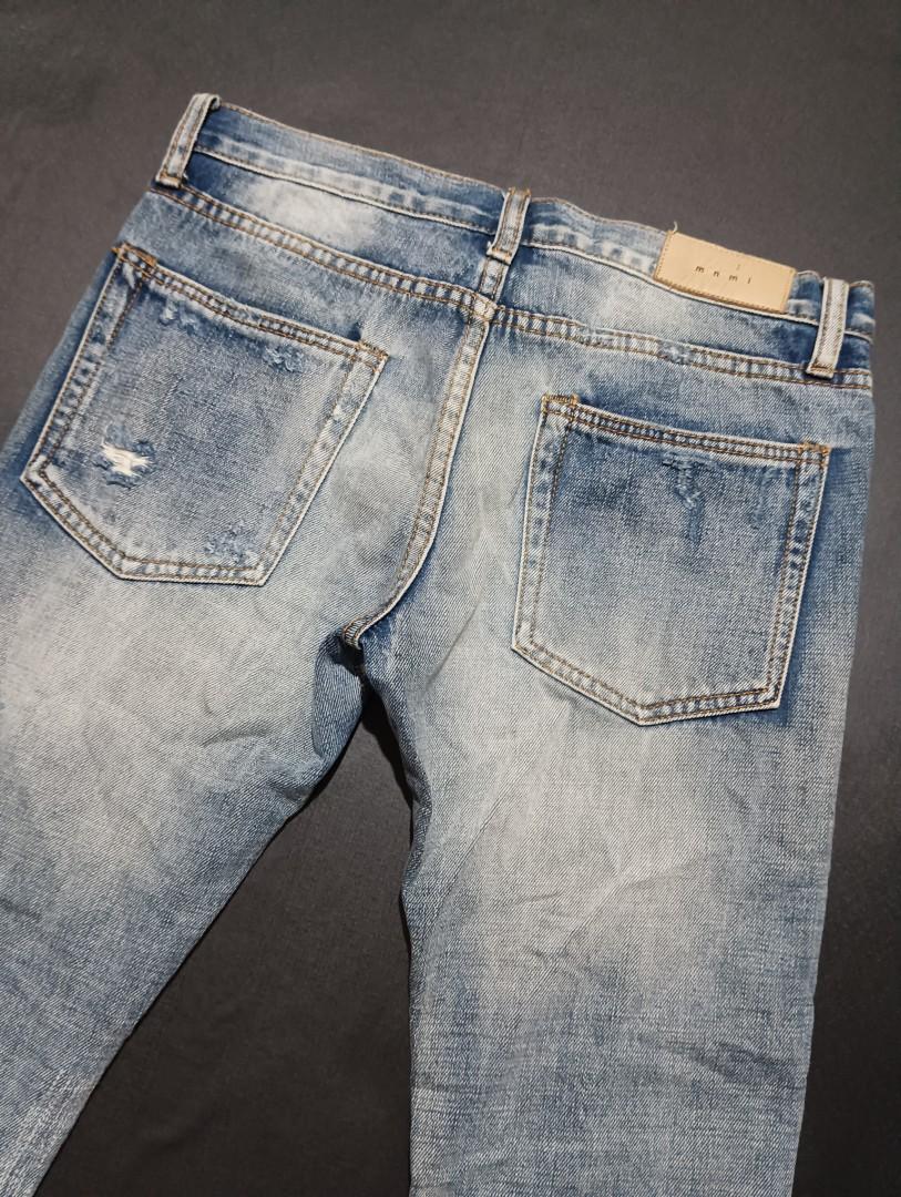 MNML distressed ankle zip jeans, Men's Fashion, Bottoms, Jeans on Carousell