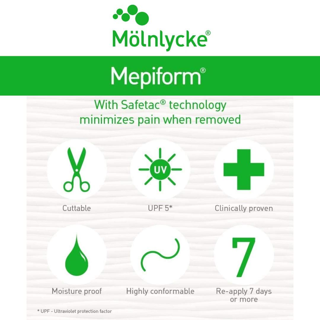 MOLNLYCKE Mepiform Self-Adherent Scar Reduction Care Dressing with Soft ...