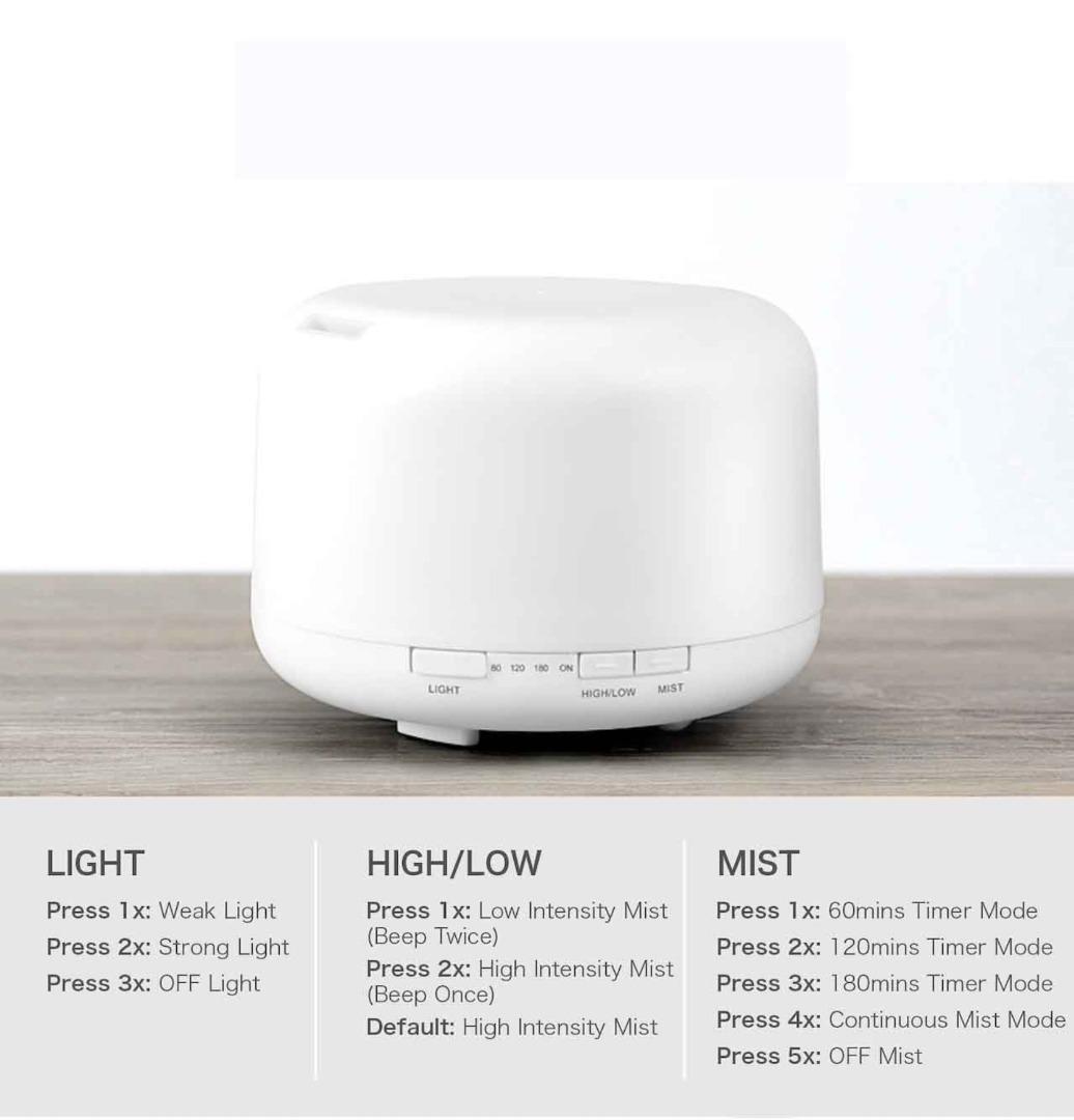 Muji Style Humidifier + Essential Oil Diffuser + Night Lamp, Furniture ...