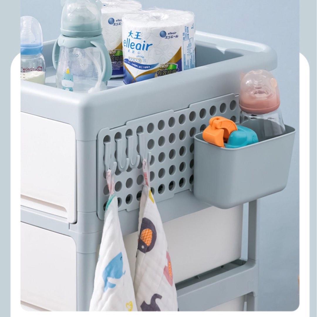 Nursery Newborn Toddler Diaper Trolley Organiser 4-Tier Multi-Purpose ...